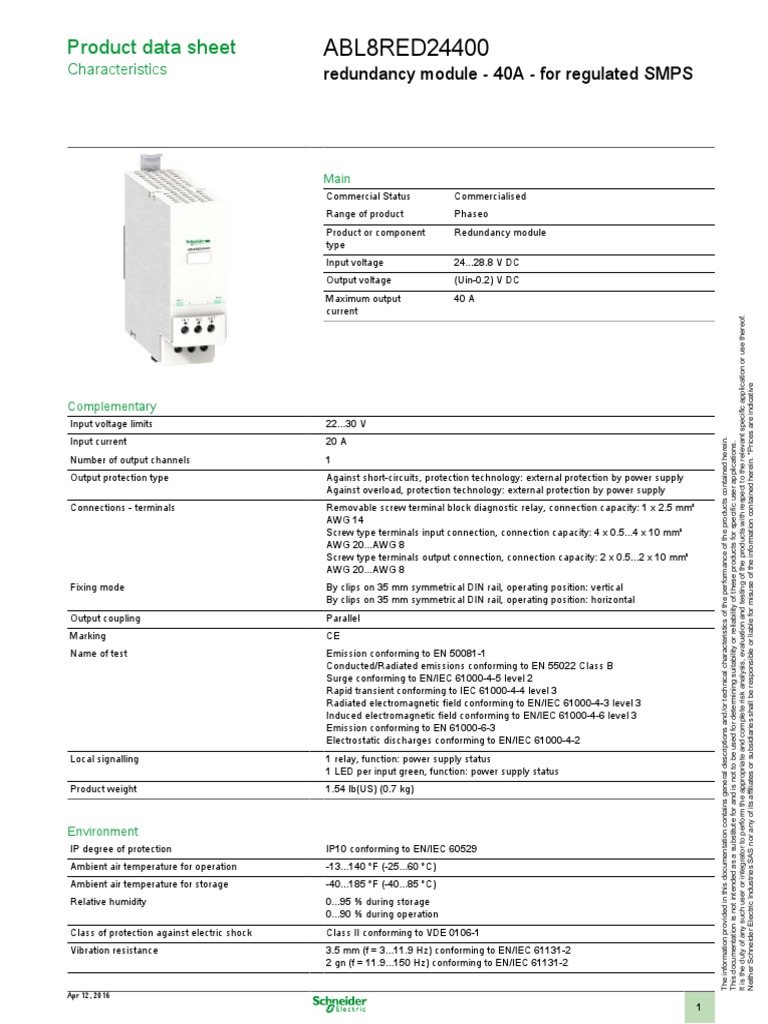 ABL8RED24400: Product Data Sheet | PDF | Electromagnetic Compatibility ...