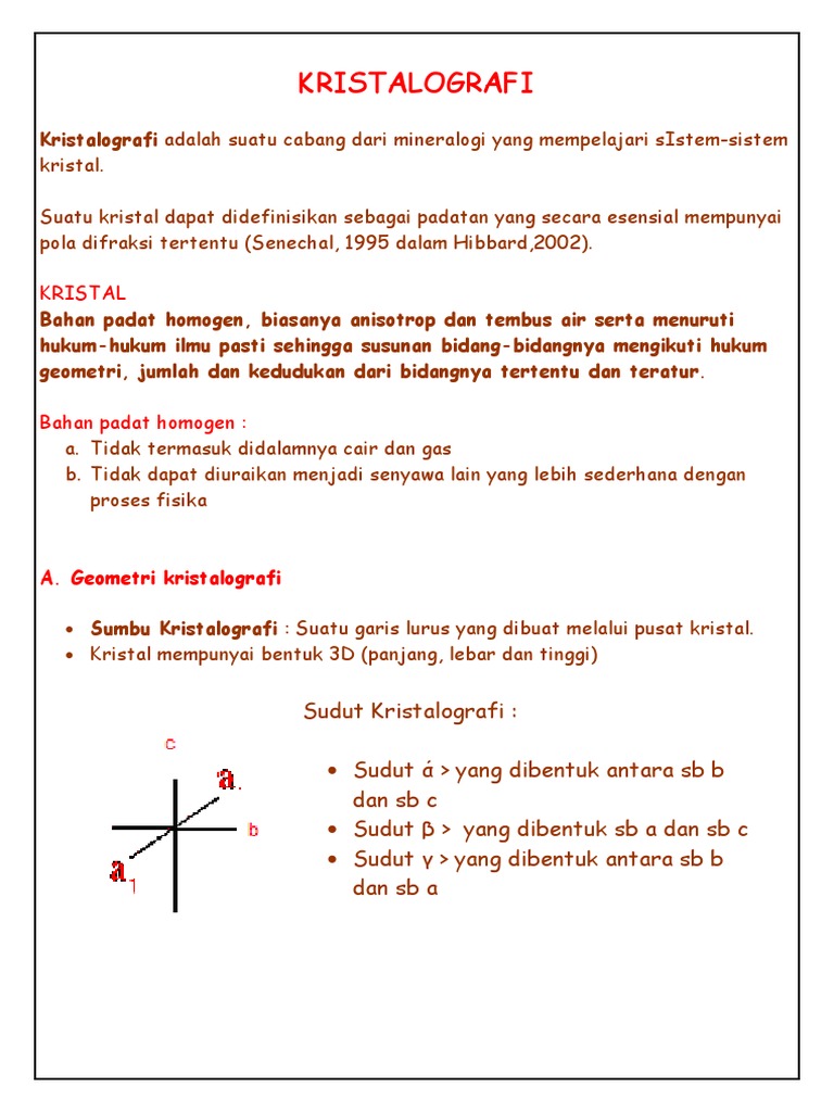 Sistem Kristalografi dan Bentuk Kristal | PDF