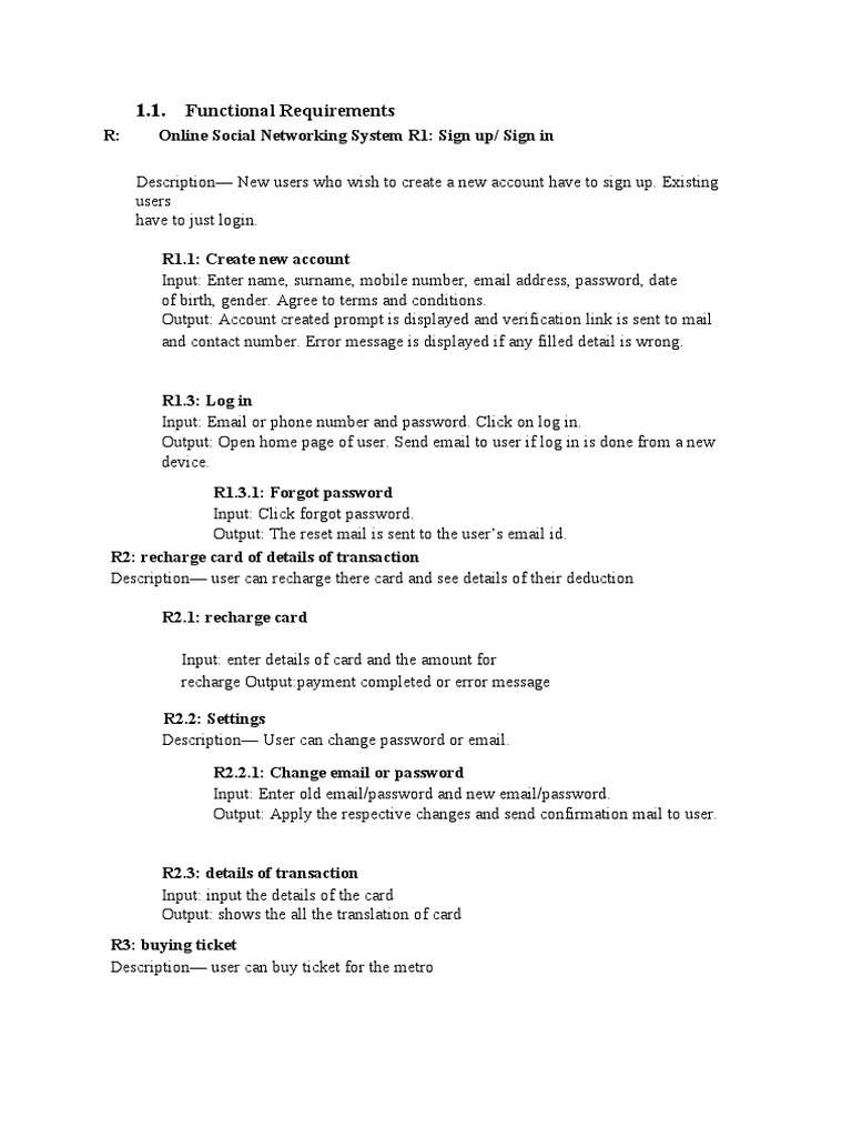 Functional Requirements | PDF | Input/Output | Password