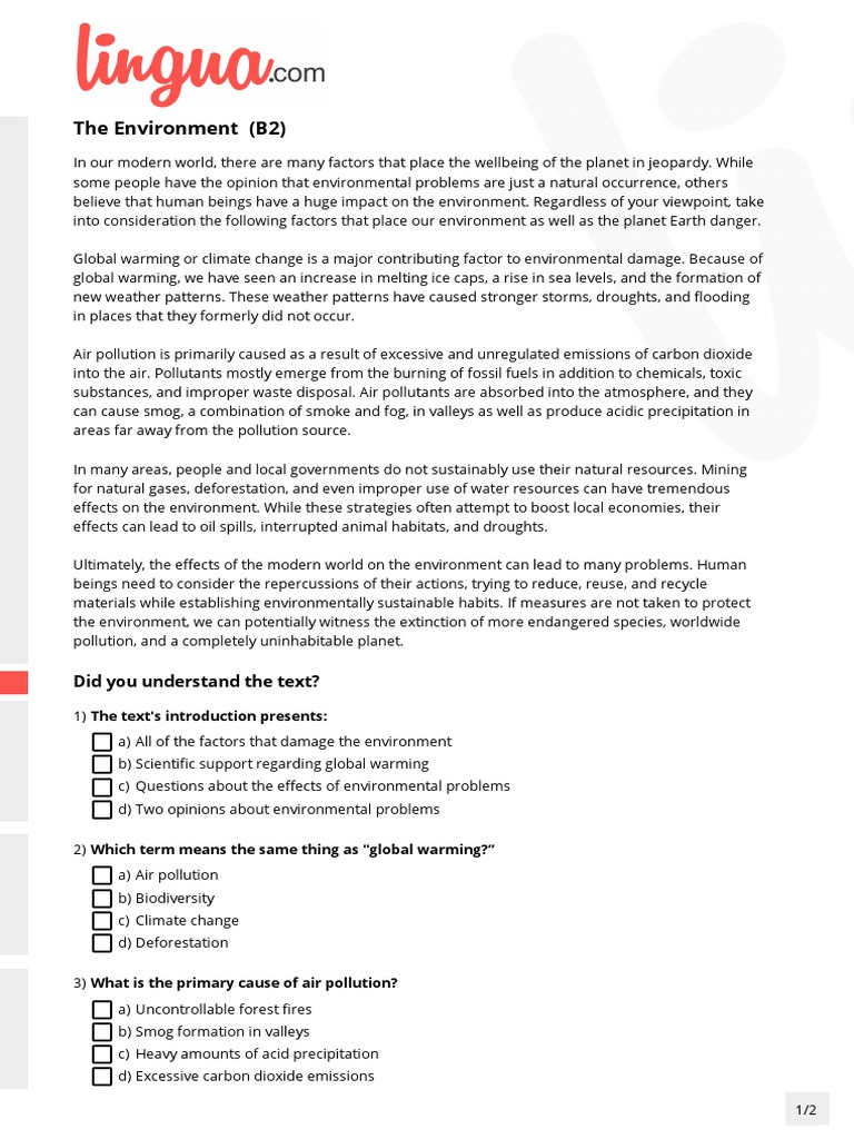 Global Environmental Issues Overview | PDF | Climate Change | Natural ...