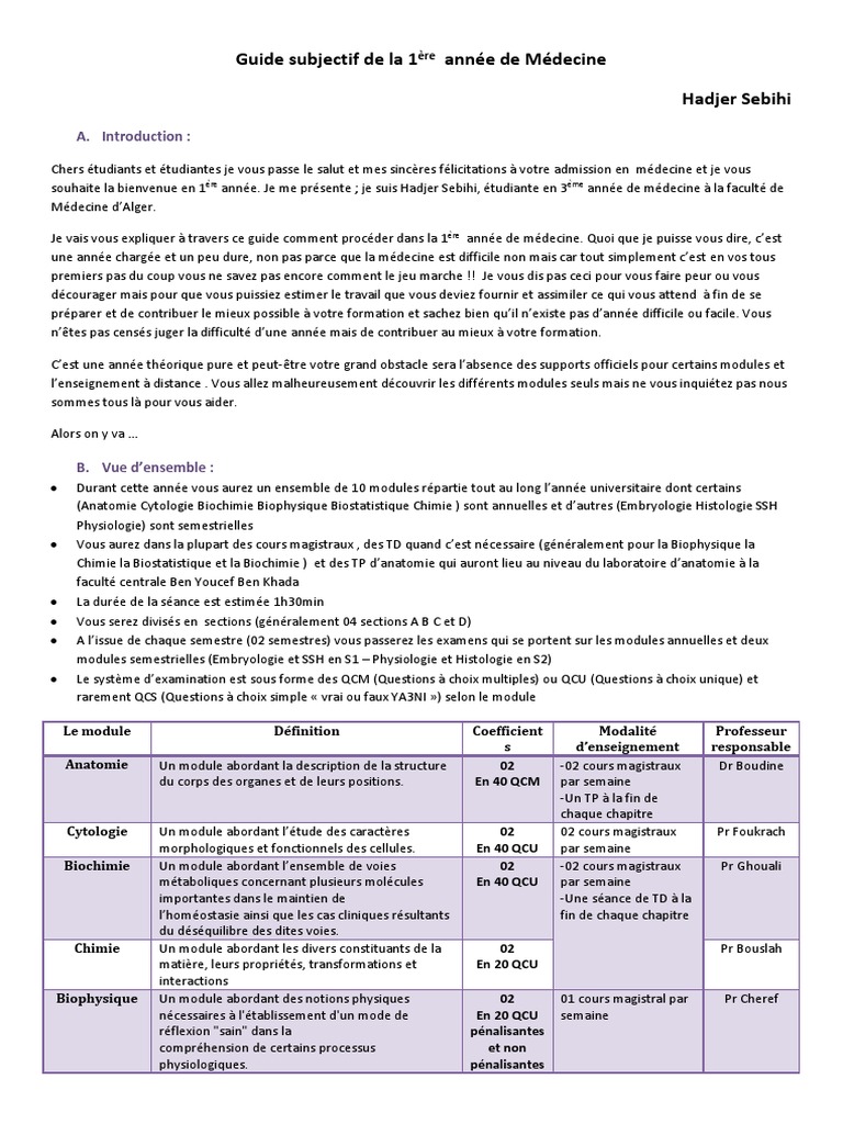 Guide de la 1ère année de Médecine | PDF | Bras | Chimie