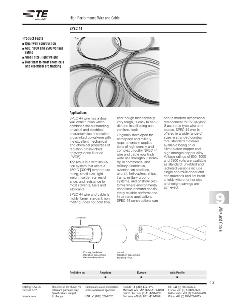 Spec 44: High Performance Wire and Cable | PDF | Insulator (Electricity ...