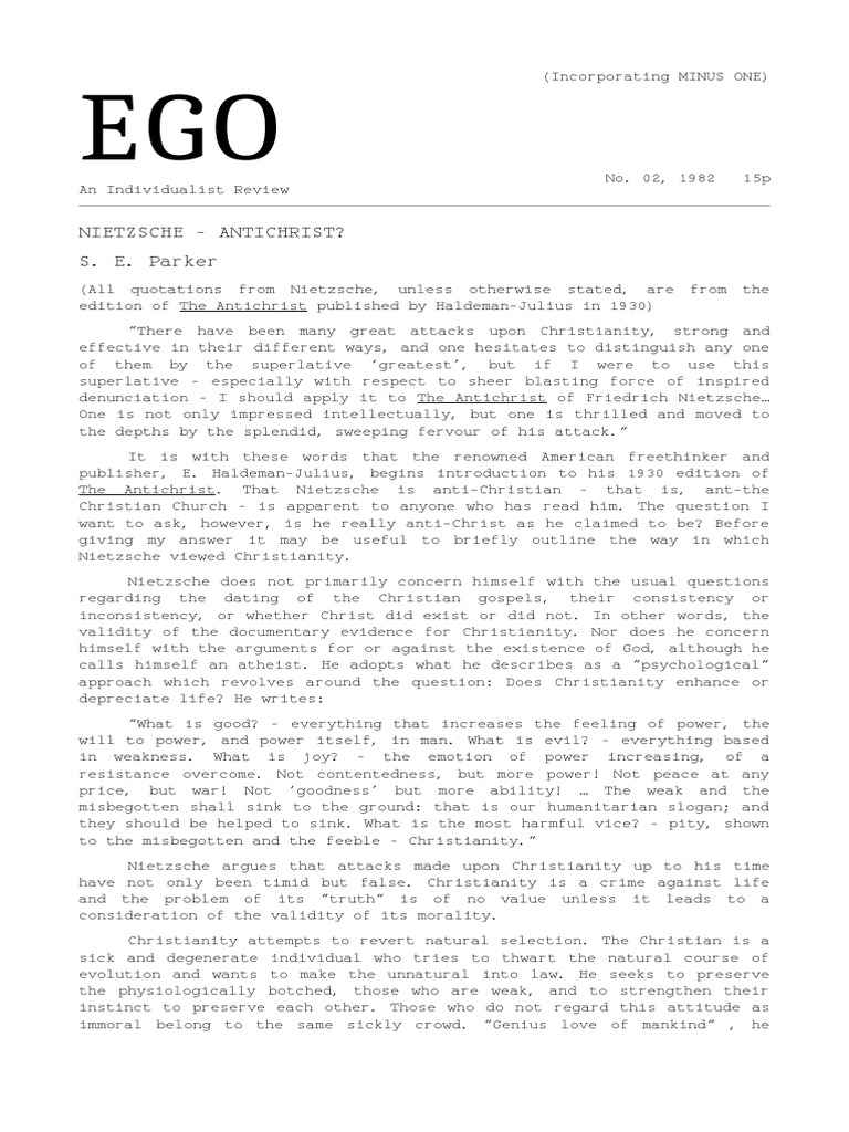 Ego - Issue 2 | PDF | The Antichrist (Book) | Anarchism