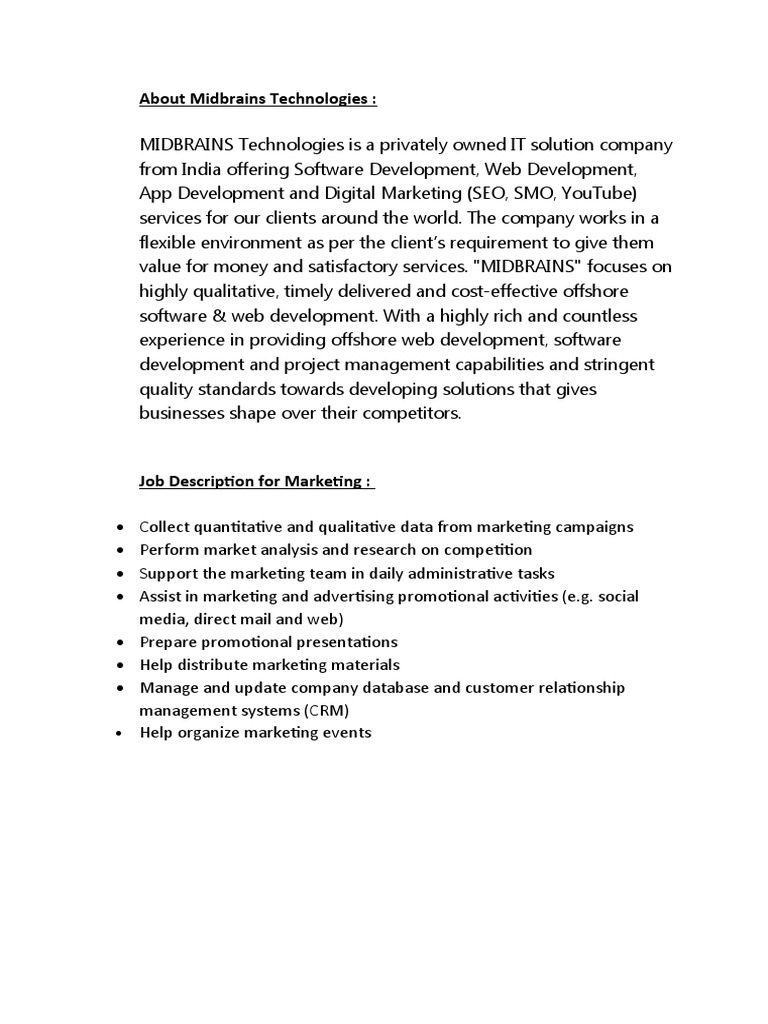 Midbrains Technologies Cps | PDF | Career & Growth | Computers