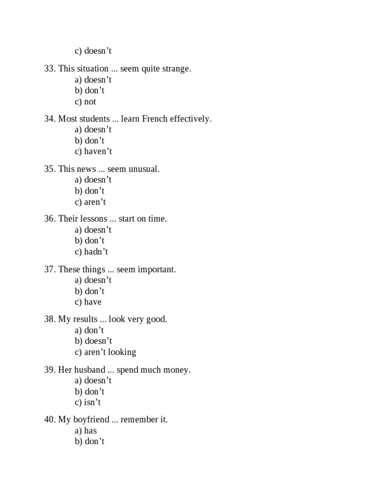 Test A1 A2 Grammar 2 | PDF | Grandparent