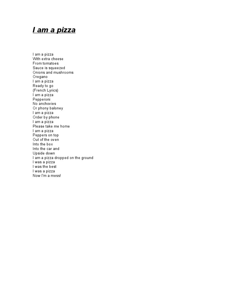 I Am A Pizza | PDF