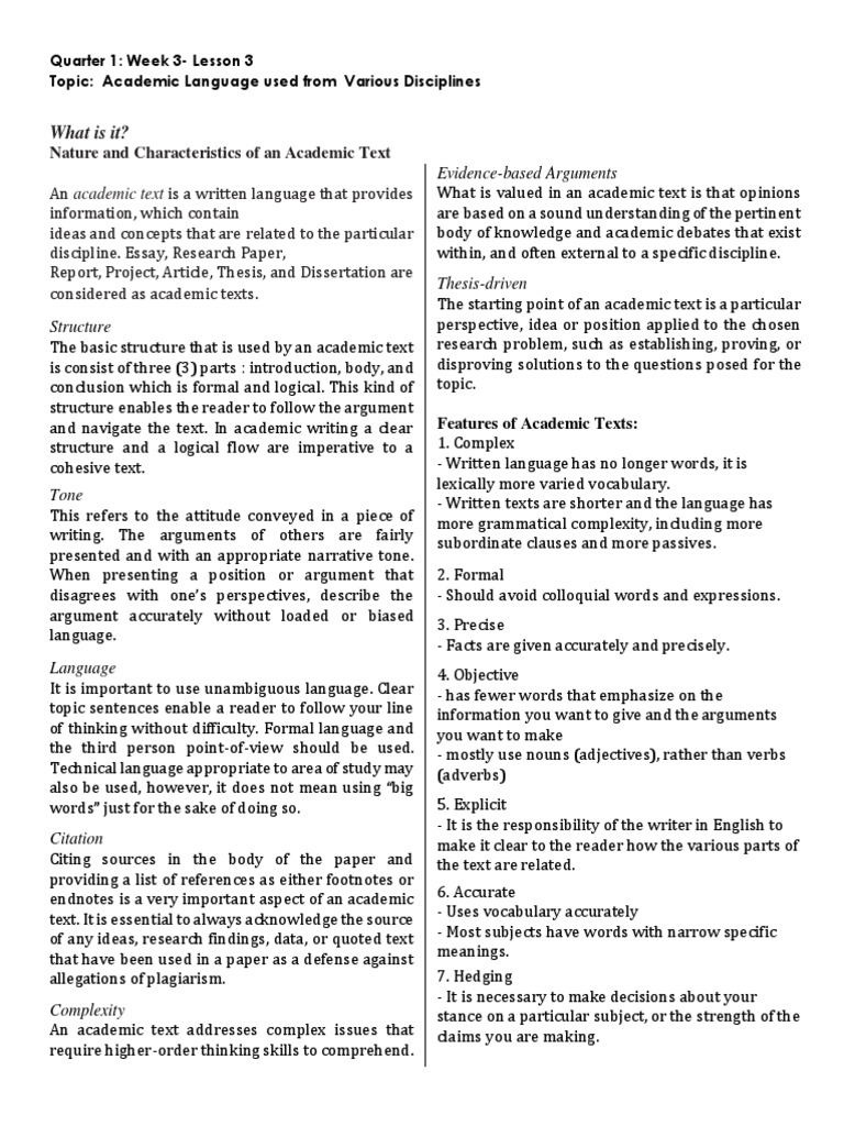 Academic Writing Handouts | PDF | Reading Comprehension | Linguistics