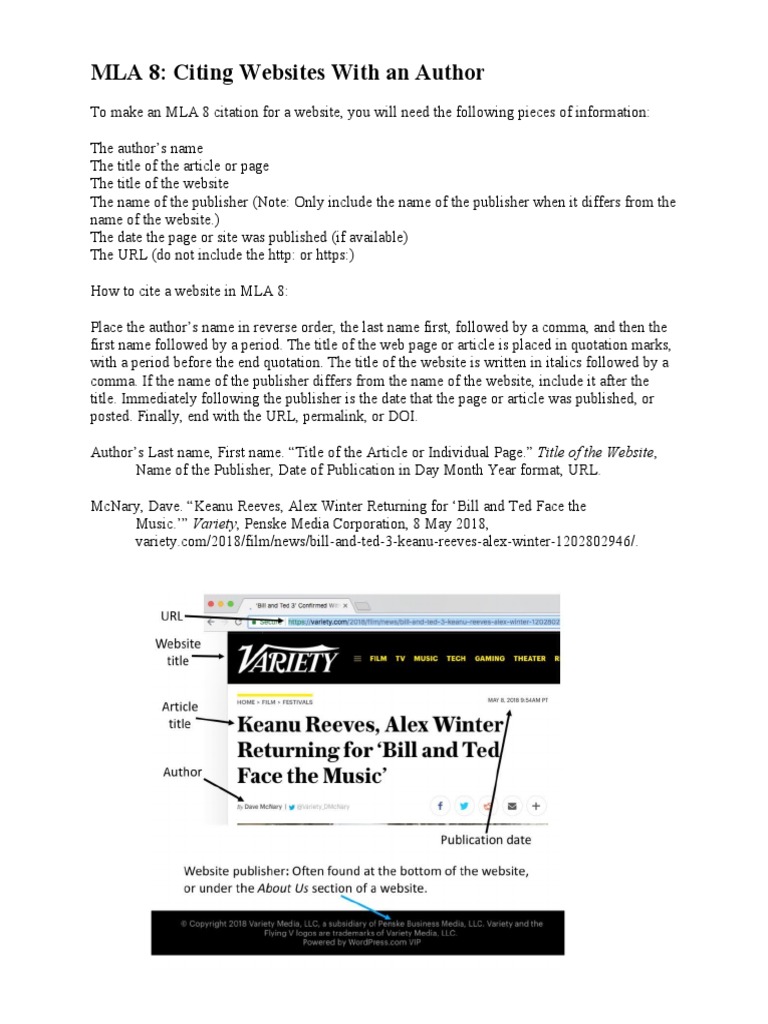 Mla Citing Websites