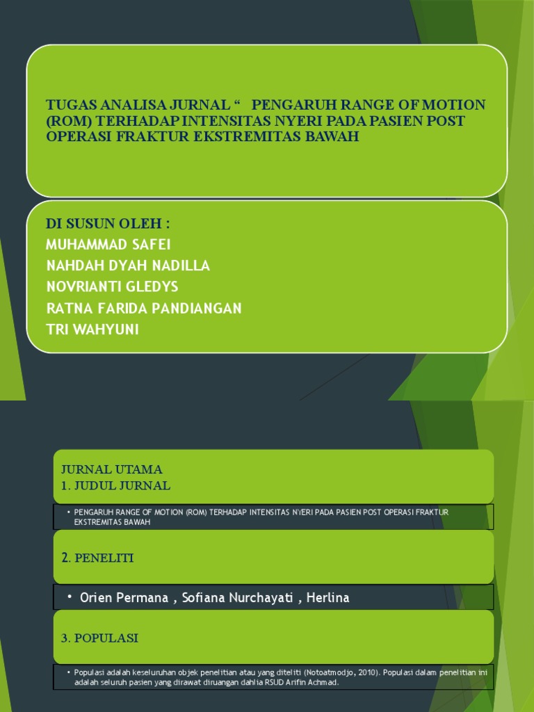 Tugas Analisa Jurnal " Pengaruh Range of Motion (Rom) Terhadap ...