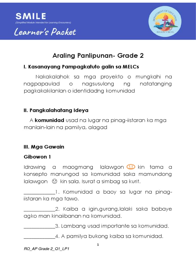 AP2 Learner - S Packet-Q1-Wk 1 | PDF