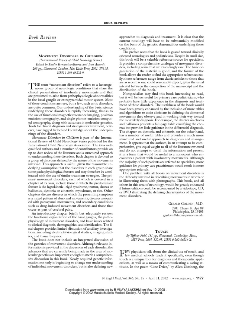 Movement Disorders in Children | PDF | Neurology | Medical Diagnosis