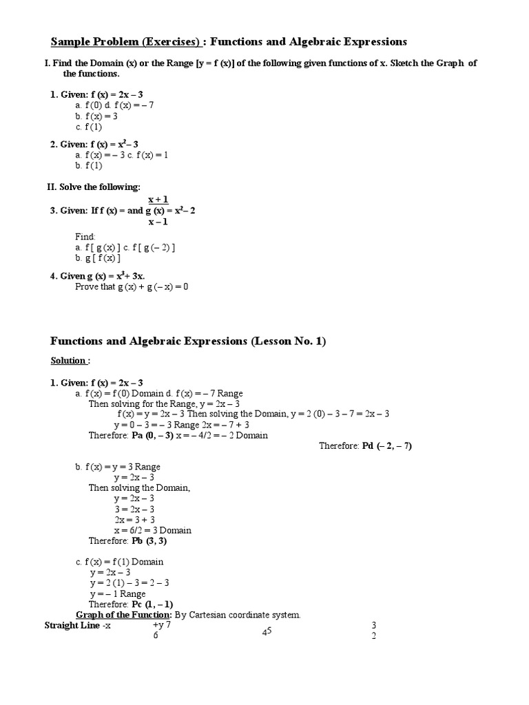 Lesson No.1.EXERCISES - MATH FOR ENGINEERS - Function and Algebraic ...