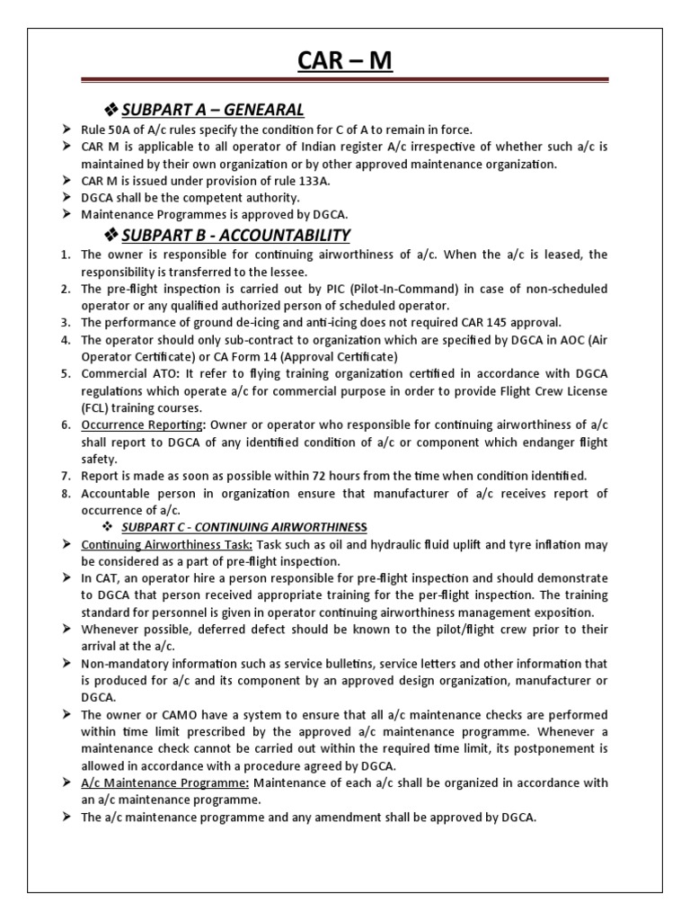 Car - M: Subpart A - Genearal | PDF | Nondestructive Testing | Aviation