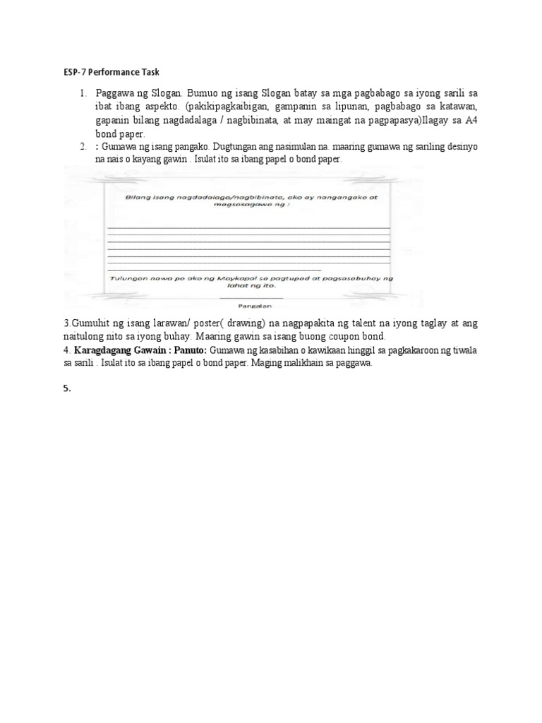 Performance Task ESP | PDF