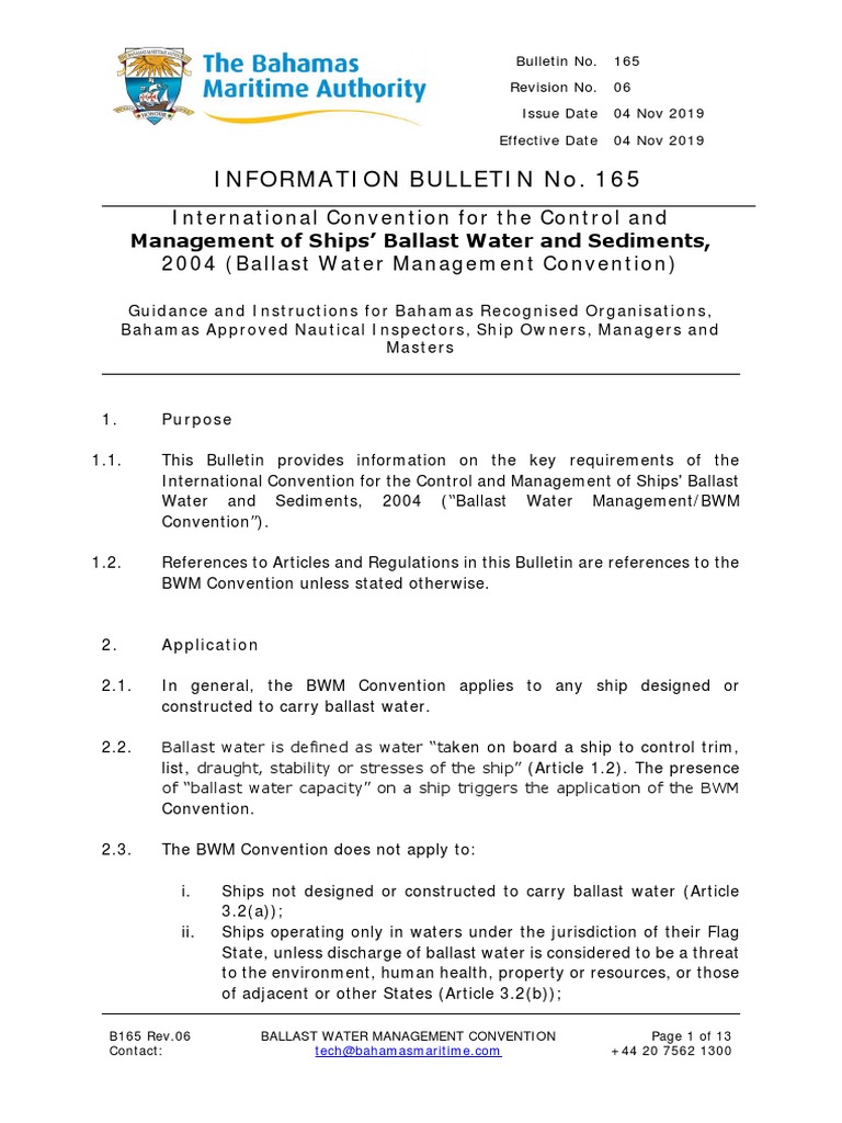 Information Bulletin No. 165 | PDF | Water | Water Transport
