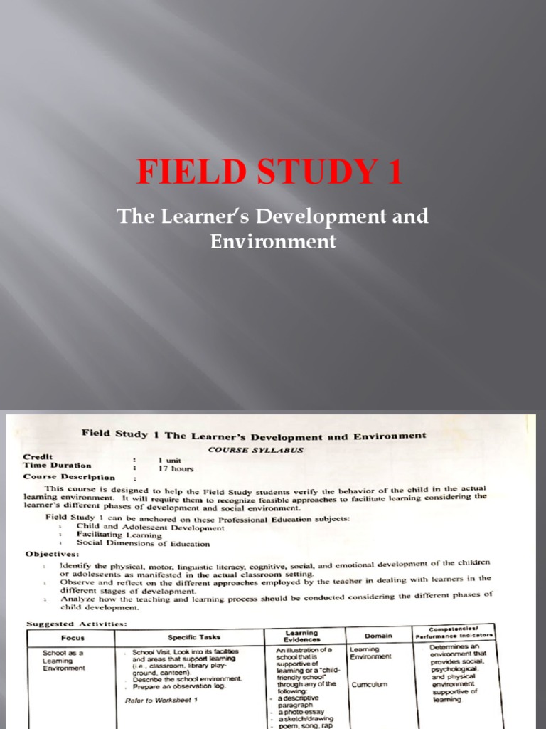 Field Study 1-Syllabus | PDF | Career & Growth | Self-Improvement
