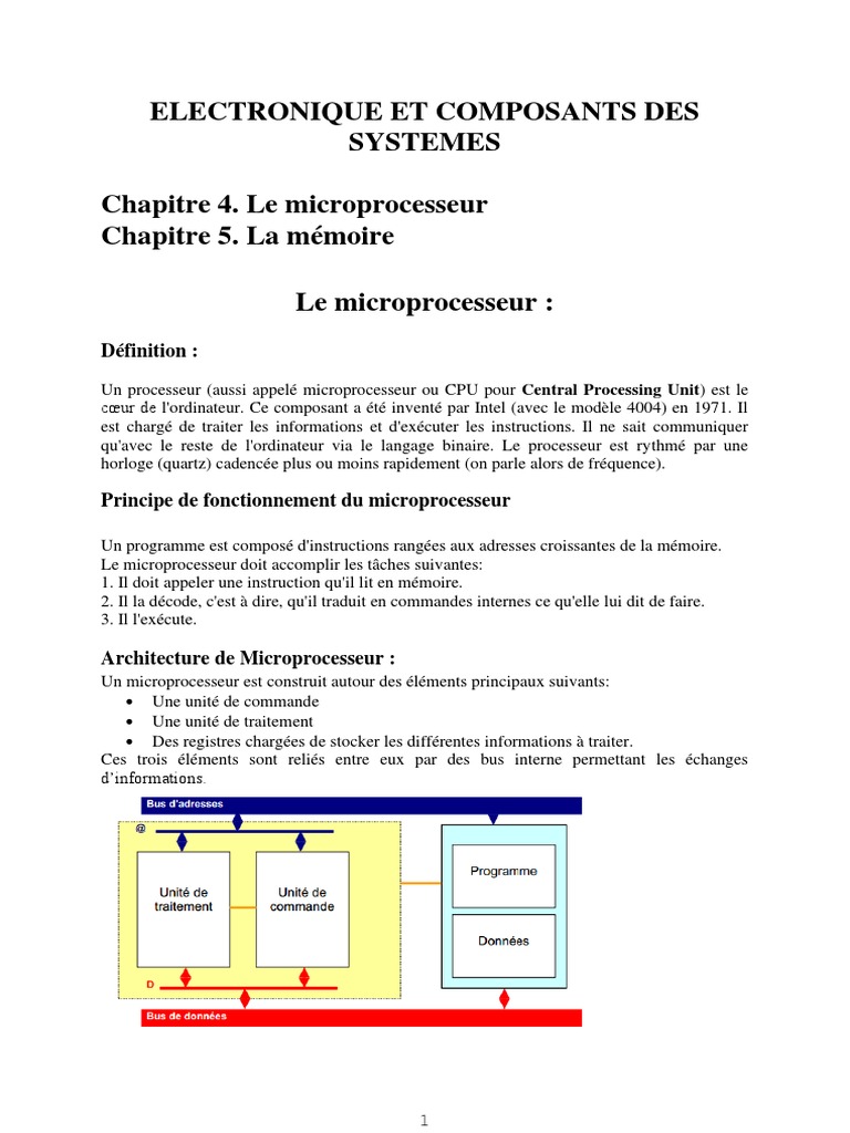 Caractéristiques du Microprocesseur | PDF | Processeur ...
