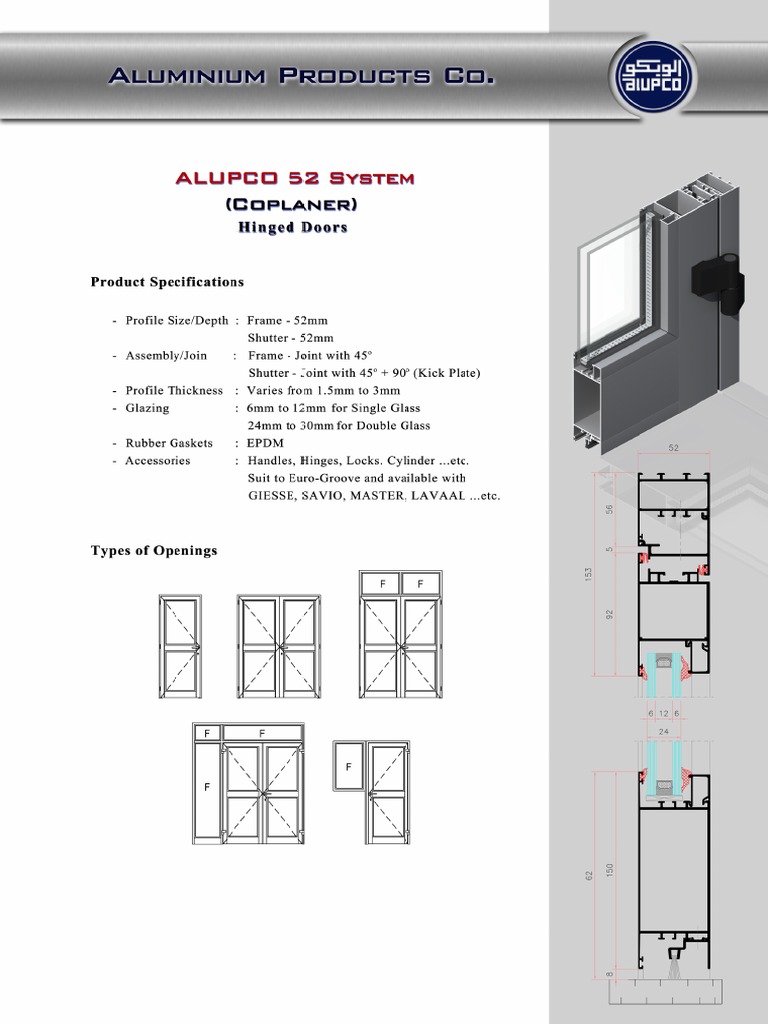 ALUPCO 52 System Hinged Door Coplaner | PDF