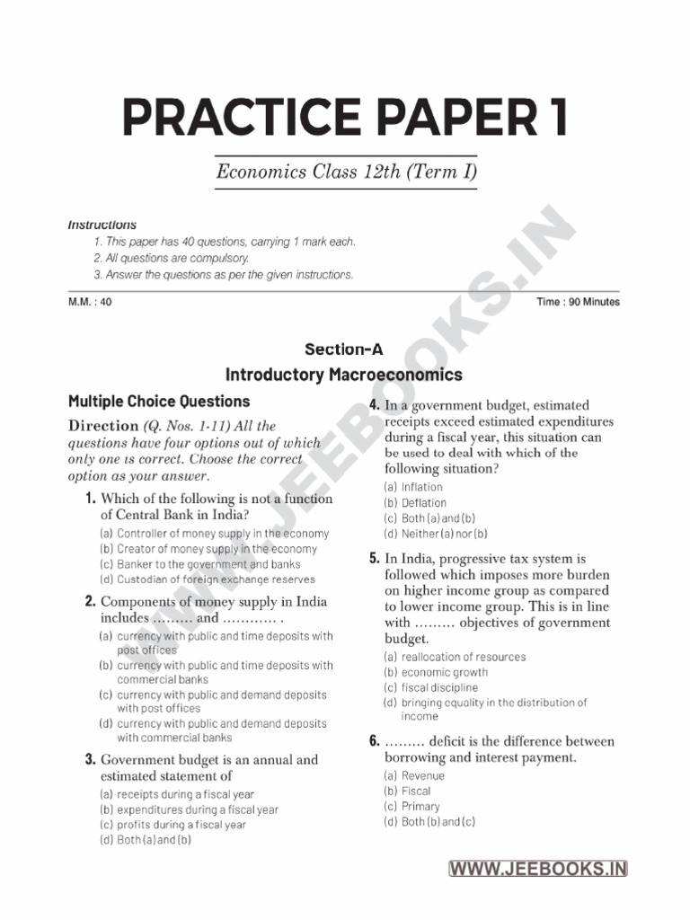 Eco SQP 1 Class 12 | PDF
