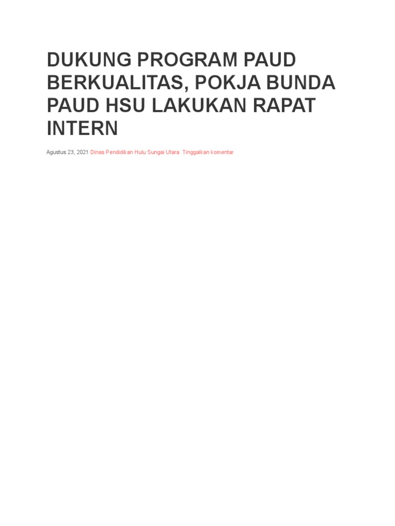 Program Kerja Bunda Paud | PDF