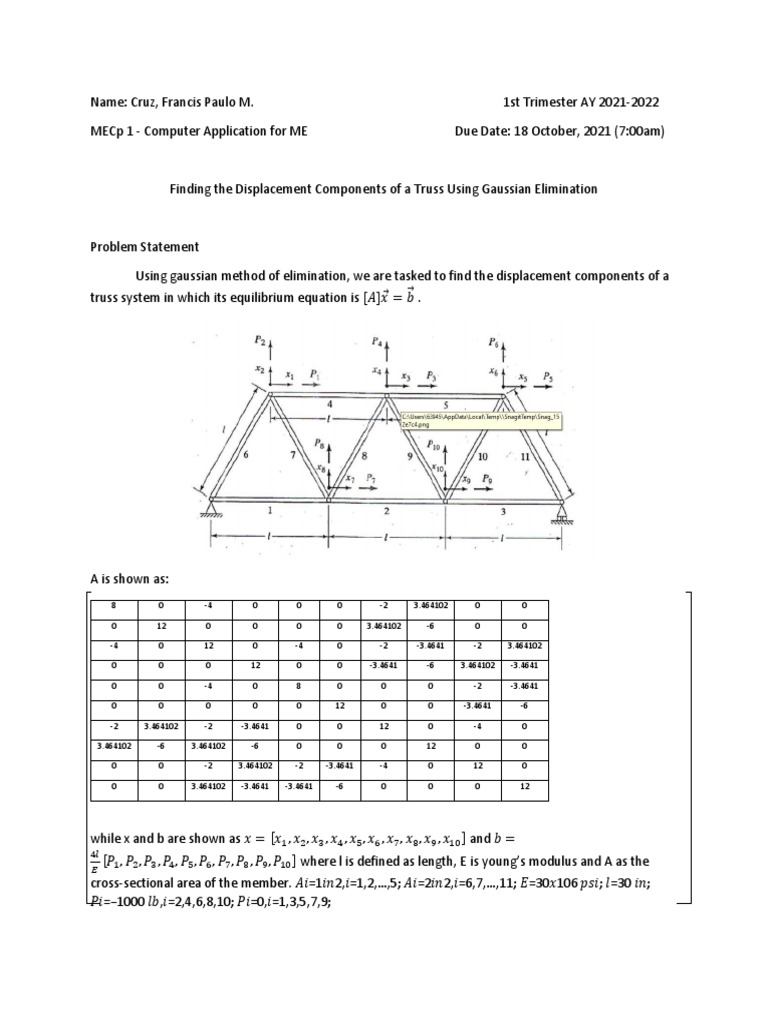 Assignment2 Cruz FrancisPaulo M MECP1 | PDF | Algebra | Algorithms And ... Assignment2 Cruz FrancisPaulo M MECP1 | PDF | Algebra | Algorithms And ...