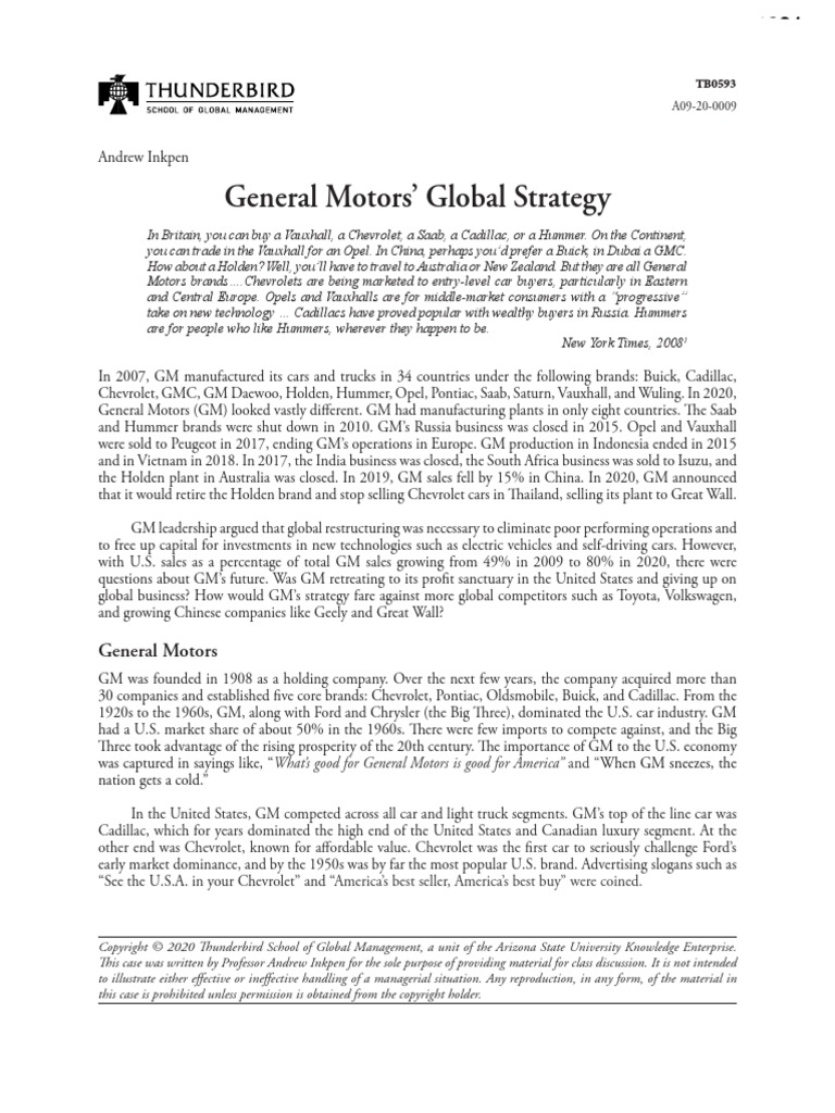Case General Motor | PDF | General Motors | Opel