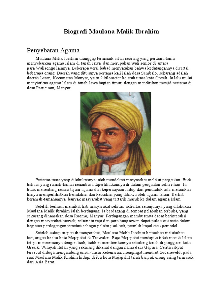 Biografi Singkat Maulana Malik Ibrahim | PDF