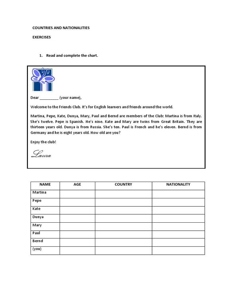 COUNTRIES AND NATIONALITIES Exercises and Key | PDF | Human ...