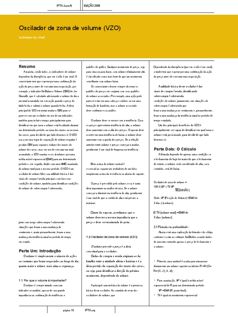 Volume Zone Oscillator - VZO | PDF | Análise técnica | Tempo