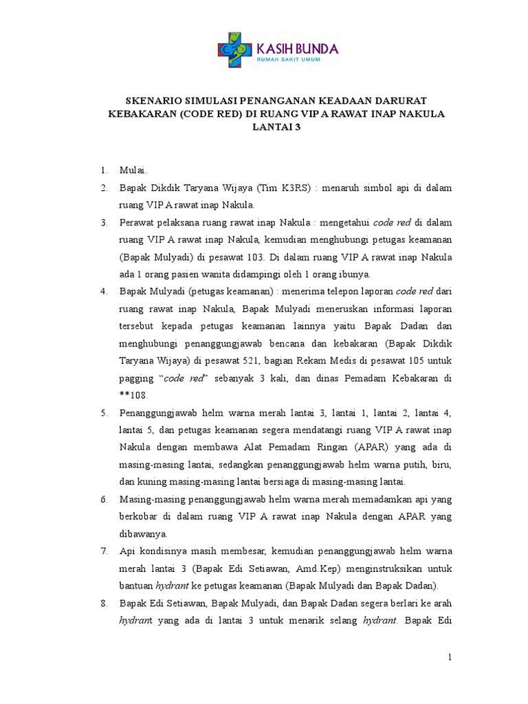 Skenario Simulasi Code Red | PDF