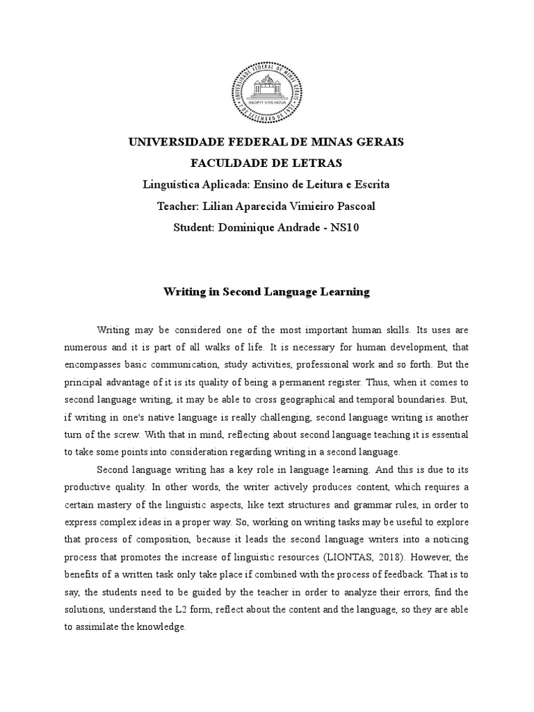 Writing in Second Language | PDF | Second Language Acquisition | Second ...