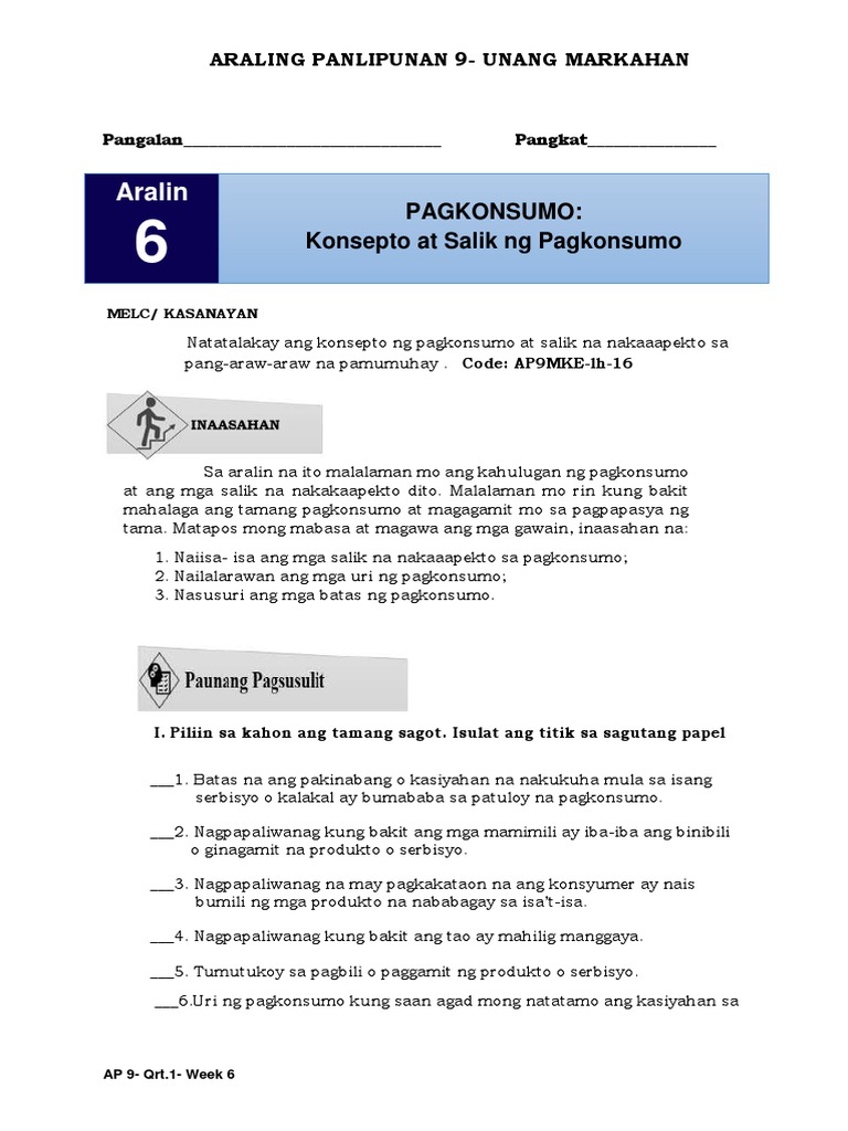 AP 9 Q1 Week 6 | PDF