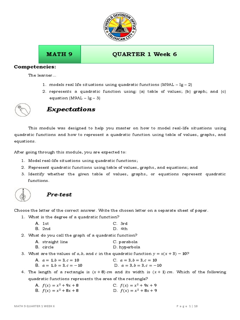 Math 9 Q1 Week 6 | PDF | Function (Mathematics) | Area
