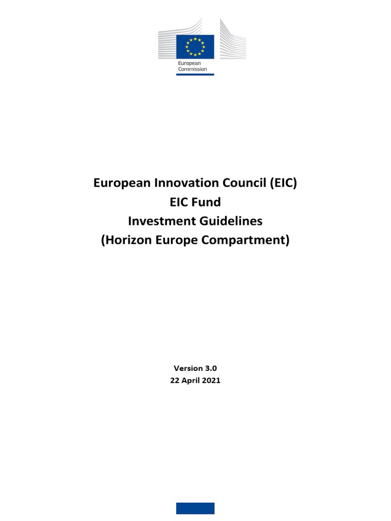 EIC Fund Investment Guidelines - Horizon Europe | PDF | Valuation (Finance) | Business