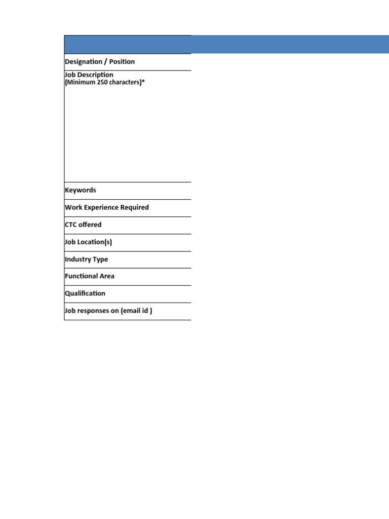 Job Posting Form: Designation / Position Job Description | PDF ...