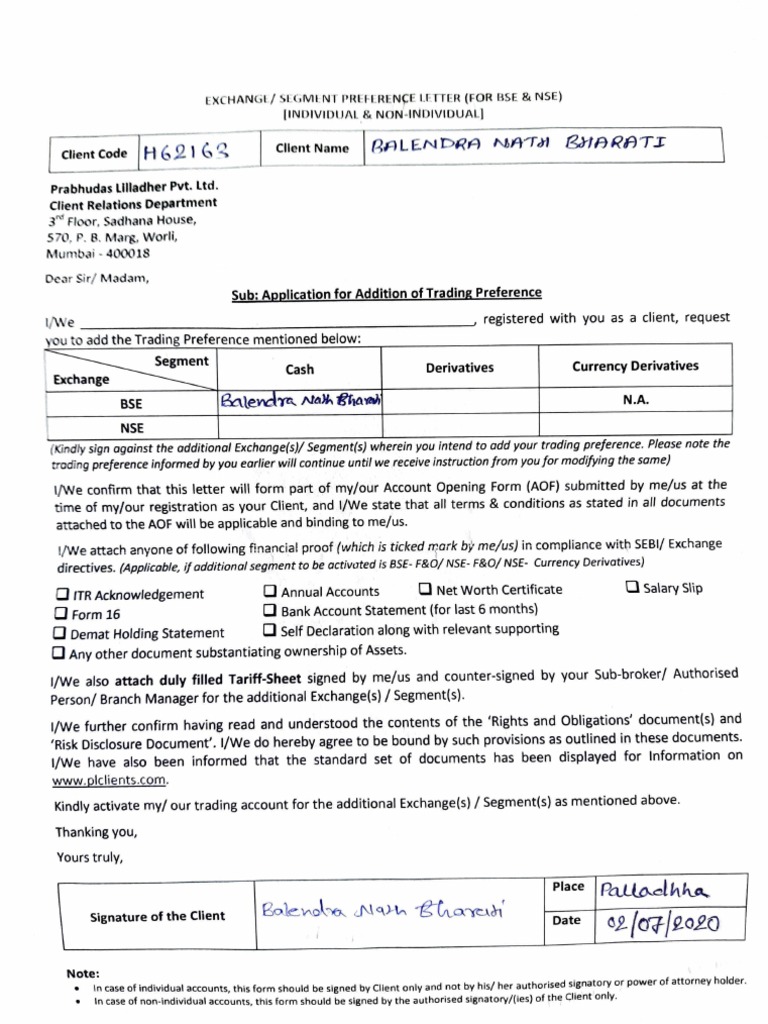 Segment Preference Letter | PDF