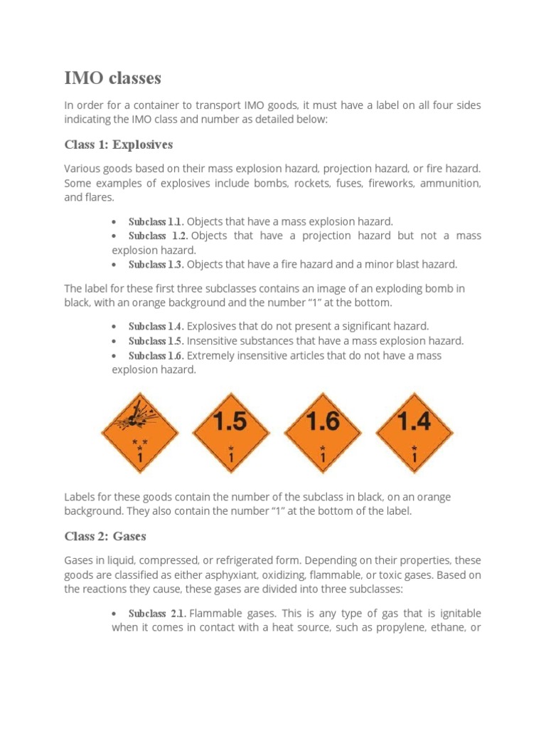 IMO container class labels guide | PDF | Explosion | Radioactive Decay