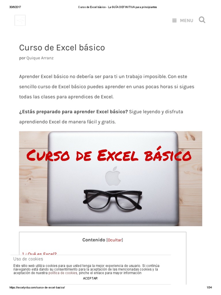 Curso de Excel Básico - La GUÍA DEFINITIVA para Principiantes | PDF ...