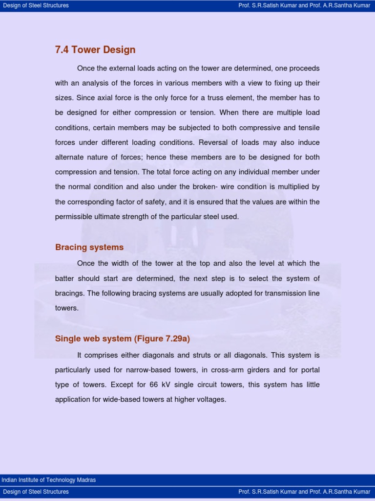 7.4 Tower Design: Bracing Systems | PDF | Mathematical Optimization ...