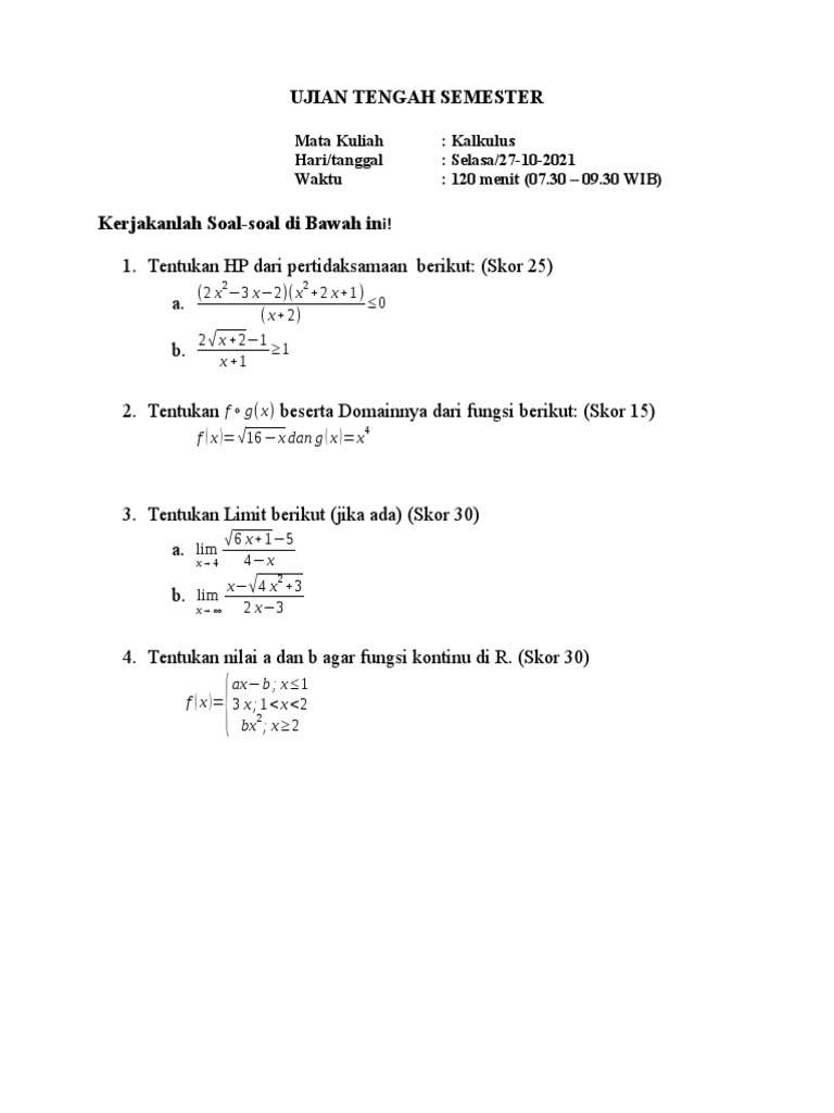 Kalkulus Tengah Semester | PDF