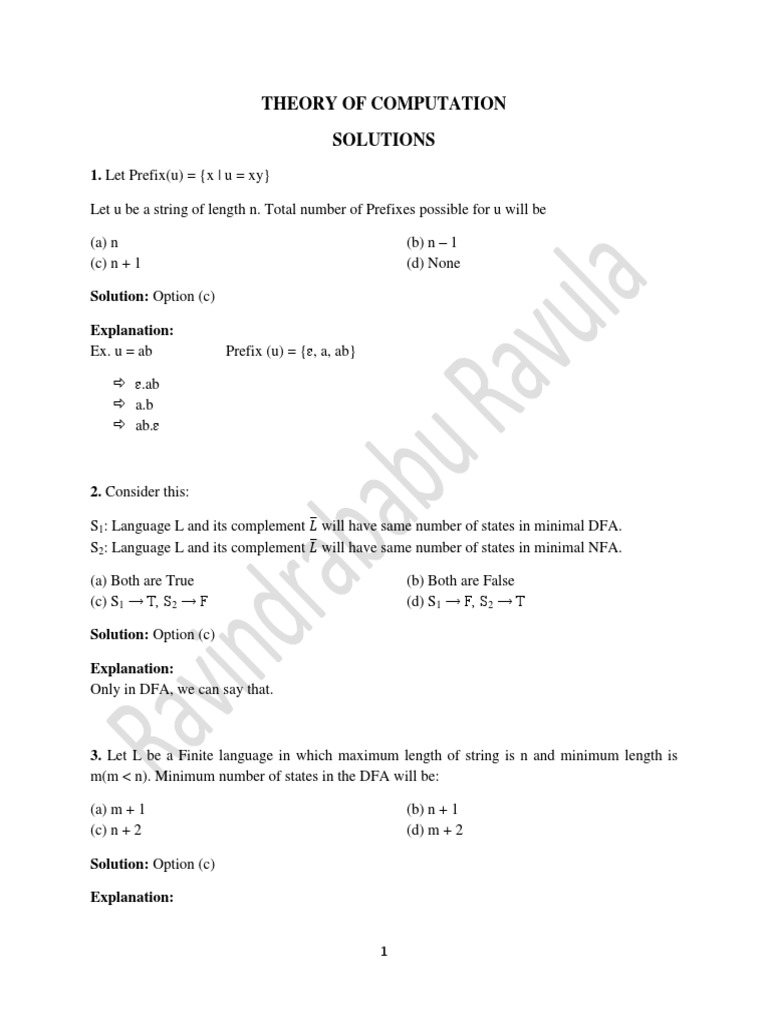 Theory Of Computation Solutions Pdf Logic Syntax Logic