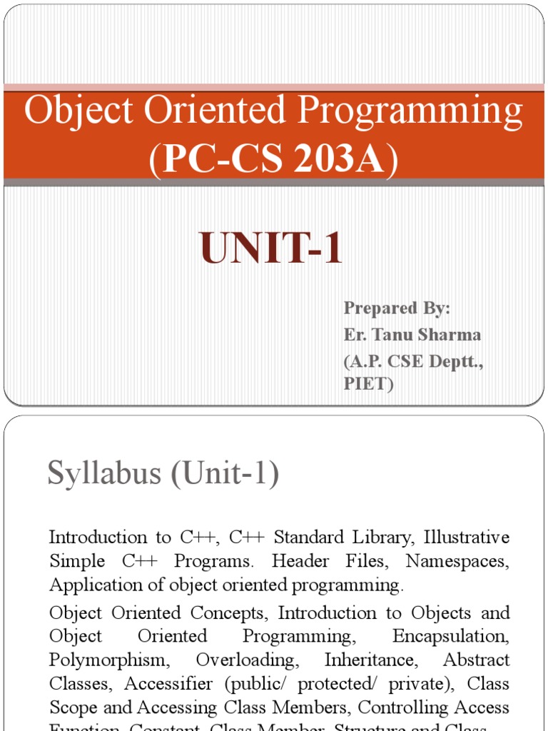 OOP Unit-I (Complete) | Download Free PDF | Subroutine | C++