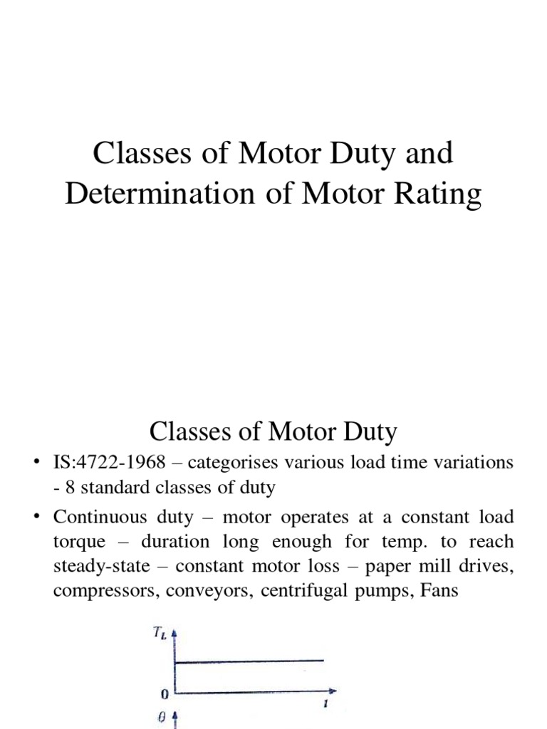 Classes of Motor Duty | PDF | Electric Motor | Steady State