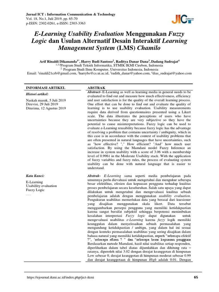 E-Learning Usability Evaluation Menggunakan Fuzzy Logic Dan Usulan Alternatif Desain Interaktif ...