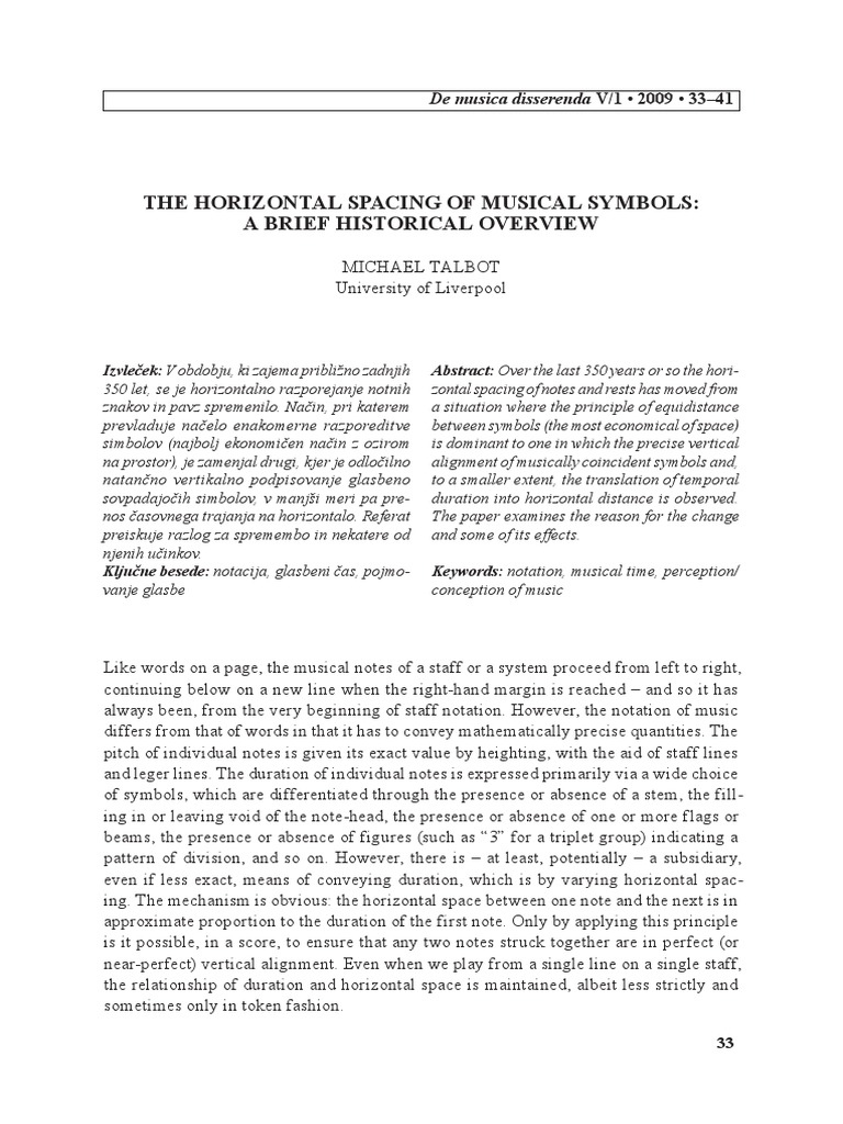 The Horizontal Spacing of Musical Symbols: A Brief Historical Overview ...