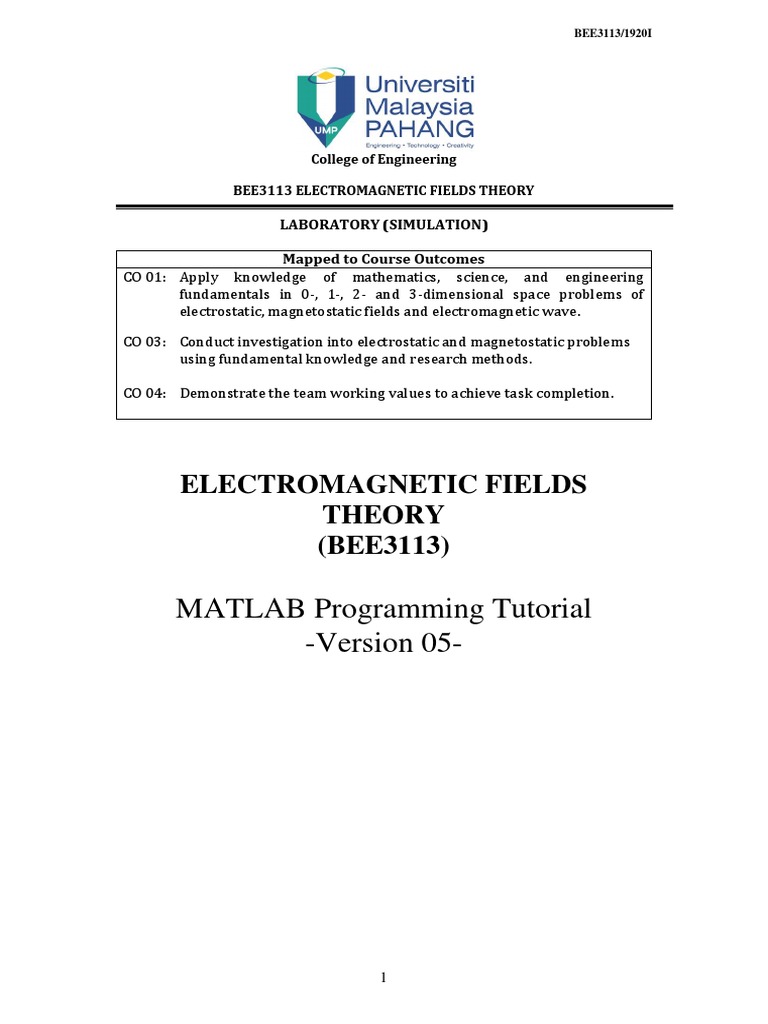 MATLAB Programming Tutorial - Version 05-: Electromagnetic Fields ...