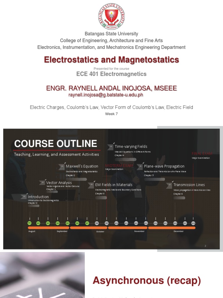 (ECE 401) Lecture 3 Electrostatics and Magnetostatics - Week 7 | PDF | Electric Charge | Electron