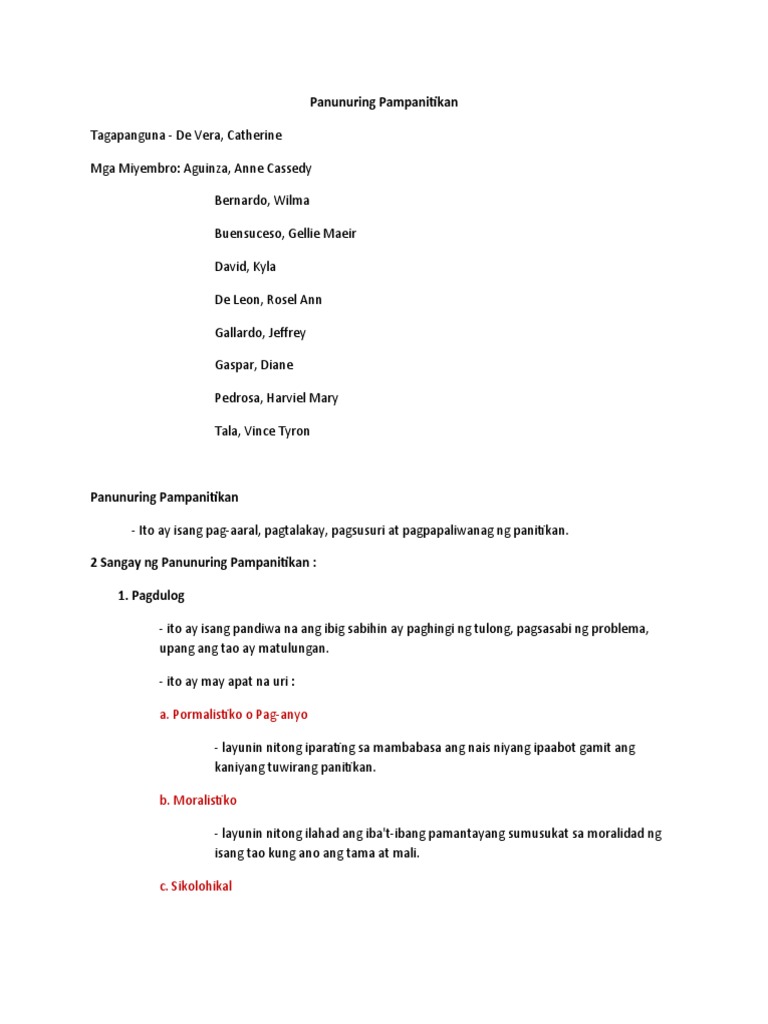 Panunuring Pampanitikan | PDF