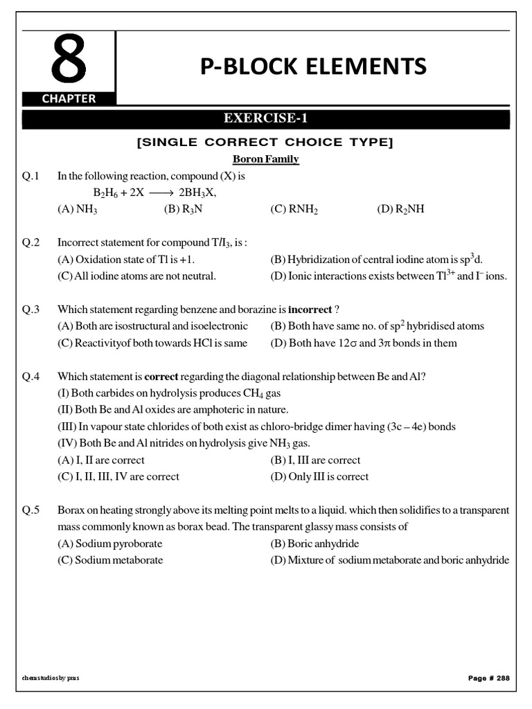 P - Block Elements 12th (All) | PDF | Silicate | Nitric Acid