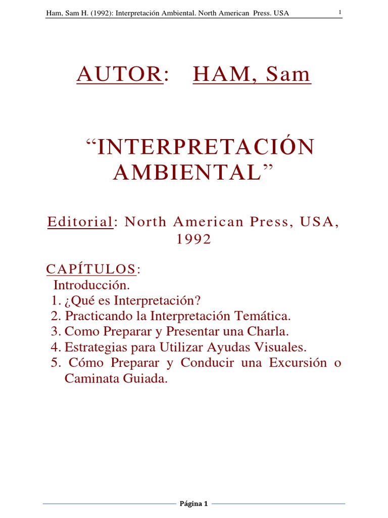 Interpretación Ambiental por Sam H. Ham | PDF | Información | Comunicación